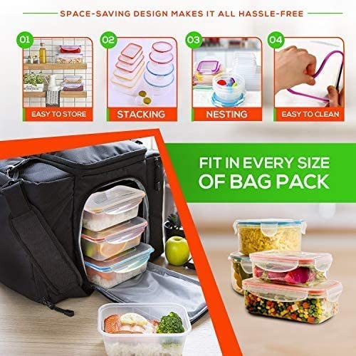 24 Pcs Food Storage Containers with Airtight Lids-BPA Free Clear Plastic Leak Proof and Durable Meal Prep Containers for Kitchen and Pantry Organization, Easily Stackable, Microwavable & Freezer Safe