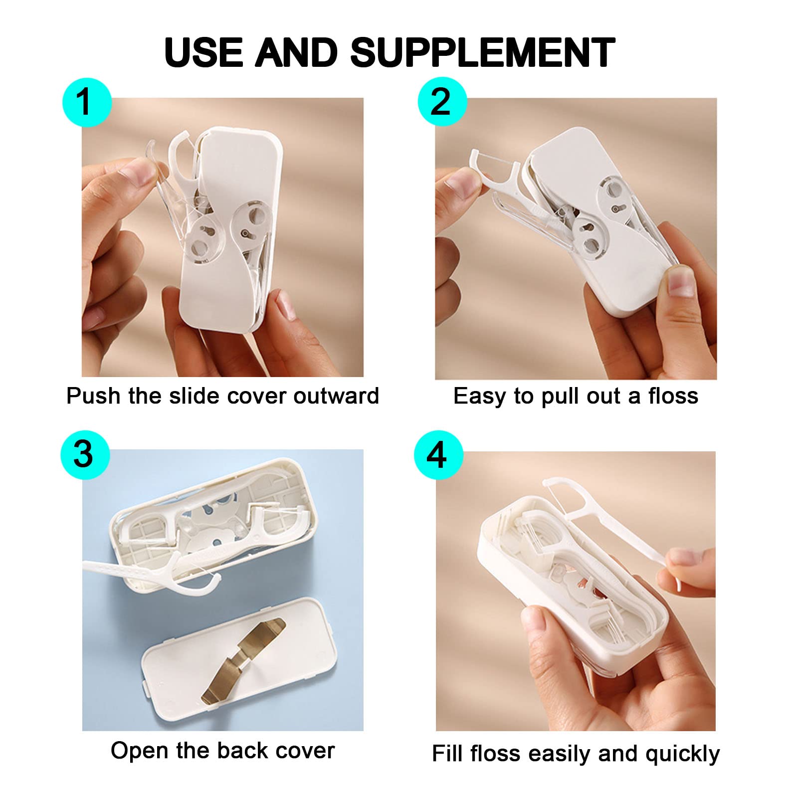 2PCS Dental Floss Portable Case, Dental Floss Picks Dispenser, Portable Floss Dispenser, Automatic Refillable Travel Floss Organizer for Women Men Teeth Cleaning(Pink,Green)