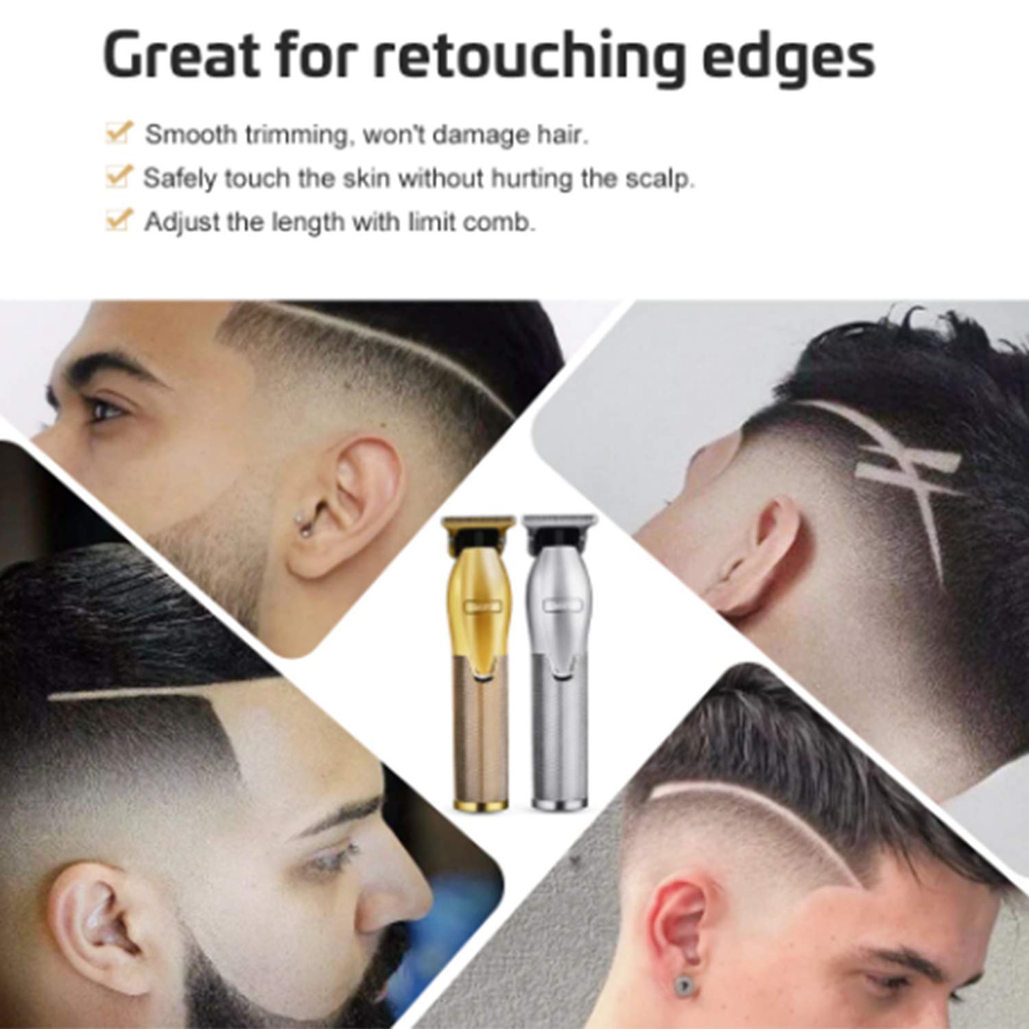 2020 Professional SKELETON Cordless Trimmer Clipper-Barber's Gift-Sharp Blade (Gold)