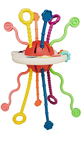 Aprilwolf Sensory Montessori Toys for 1+ Year Old, Food Grade Silicone, Baby Pull String Activity Toy, Fine Motor Skills Travel Toys, Birthday Gifts for Infant 6 12 Months Boys Girls