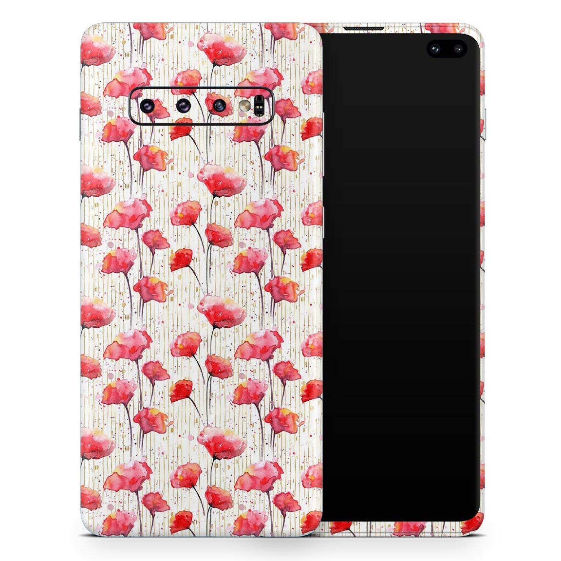 DesignSkinz Karamfila Watercolo Poppies V14 Protective Vinyl Decal Wrap Skin Cover Compatible with The Samsung Galaxy S20 (Screen Trim & Back Glass Skin)