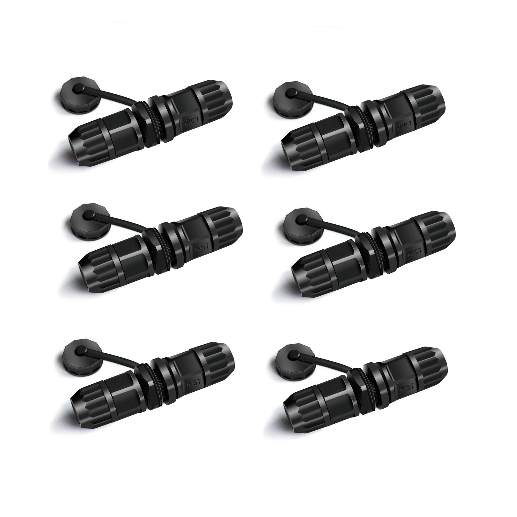 Waterproof RJ45 Connector, Female to Female Waterproof Ethernet Coupler, Panel Mount, IP68 Ethernet LAN Cable Coupler Outdoor Adapter Weatherproof Connection for CAT 6, CAT 5, CAT 5E, Cat7 (6-Pack)