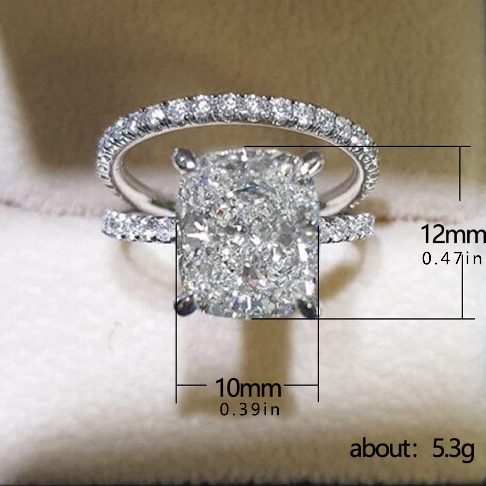 2pcs Diamond Ring, Fashion Luxury Engagement Wedding Jewelry for Women