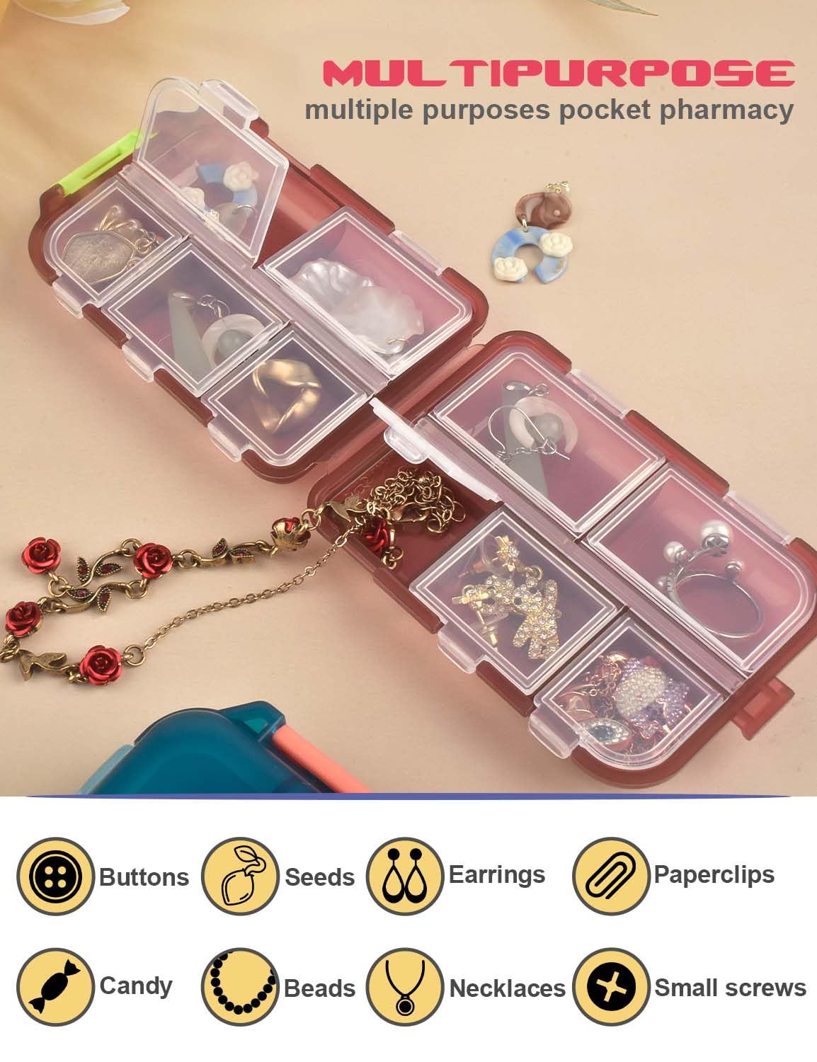 3 Pcs DIY Travel Pill Organizer with Labels Pocket Pharmacy, 3 Pill Box & 420 Medicine Labels, Portable Travel Essentials Mini Pill Container 7 Day Pill Case Storage Vitamin Fish Oil (Set B)