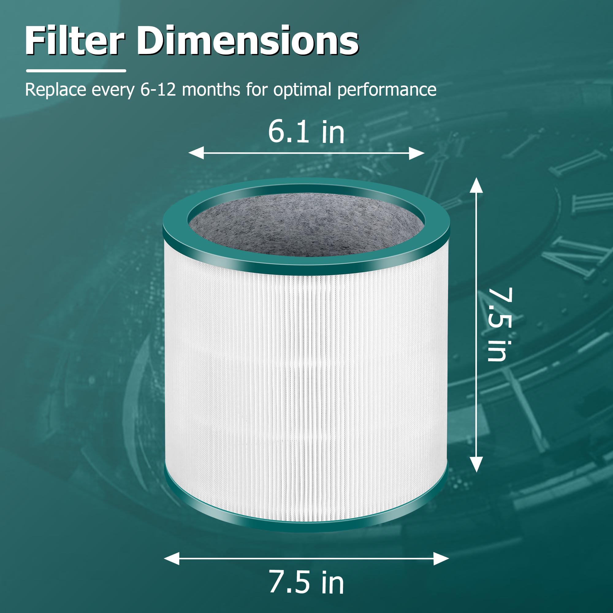 2 Pack True HEPA Replacement Filter for Dyson Tower Purifier Pure Cool Link TP01, TP02, TP03, AM11, BP01, 360° Combi HEPA and Activated Carbon Filter, Compared to Part # 968126-03