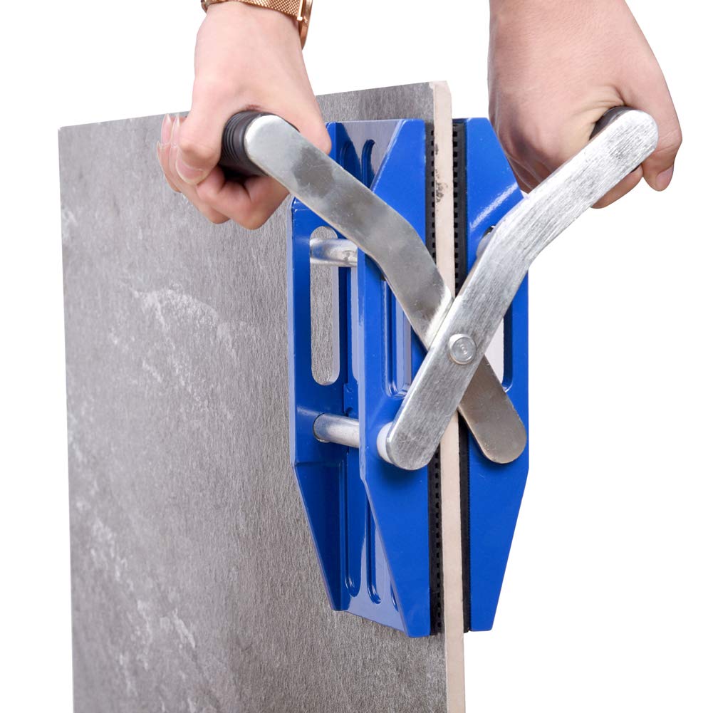 2PCS Double Handed Stone Carrying Clamps Granite Panel Carriers Lifter Tools for Lifting Quartz Worktops Slabs Marble with Rubber-lined