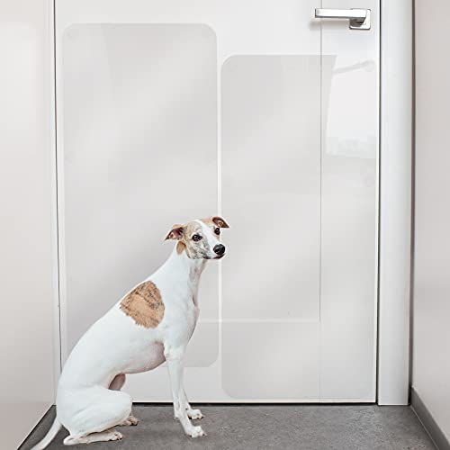 PROTECTO® Cat & Dog Scratch Door Protector for Indoors & Outdoors - 2PACK 35.5" x 15.5" Transparent Door Protector from Dog Scratching, Smooth Deterrent Surface - Easy Installation with Sticky Pads