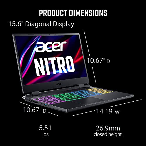 Acer Nitro 5 AN515-58-527S Gaming Laptop | Intel Core i5-12500H | NVIDIA GeForce RTX 3060 Laptop GPU | 15.6" FHD 144Hz IPS Display | 16GB DDR4 | 512GB PCIe Gen 4 SSD | Killer Wi-Fi 6 | RGB Keyboard