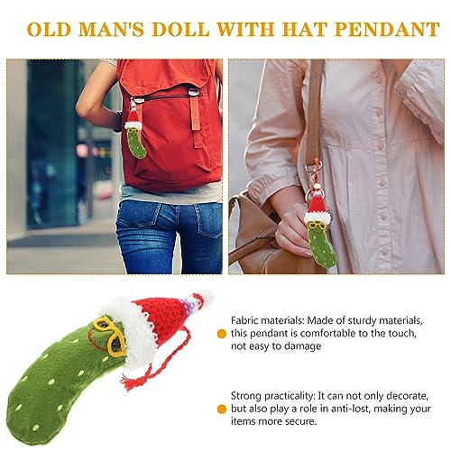 ABOOFAN Felt Banana Ornament Cartoon Fruit Hanging Decoration Creative Decorative Food Pendant Decorative Stuffed Animal Doll with Knit Santa Hat Charm for Car Xmas Tree C