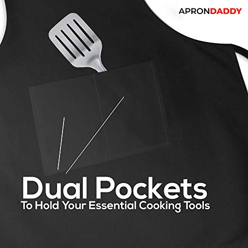 Apron For Men - Customized With Name, Grill Master - Personalized Gift For Dad - Adjustable Size Fits M-3XL - BBQ Apron with 2 Pockets - Grill Gift for Men (GrillMaster Design)