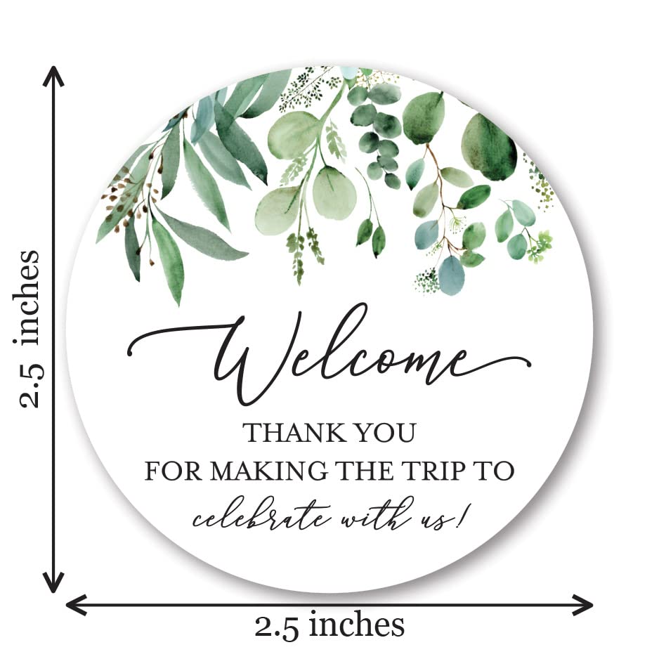 2.5" Round Wedding Welcome Stickers - Set of 48 (Greenery)