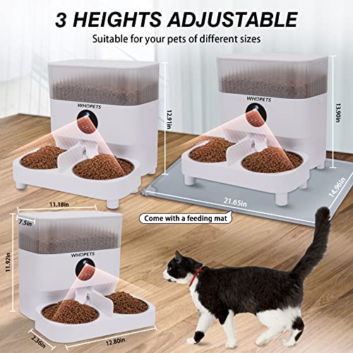 Automatic Cat Feeders, WHDPETS 5L Cat Food Dispenser with 1080P Camera for 2 Cats & Dogs with Feeding Mat, Portion Control, Dual Power Supply, Voice Recorder, 2.4G Wi-Fi Enabled