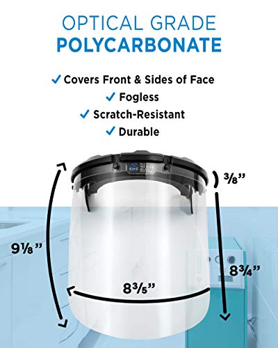Medspec Protect Face Shield (Model FS-2.0) | Reusable Shields for Medical, Dental, & Essential Workers | Fogless & Adjustable Medical Face Guard with Quick-Release Lens System | Made in The USA