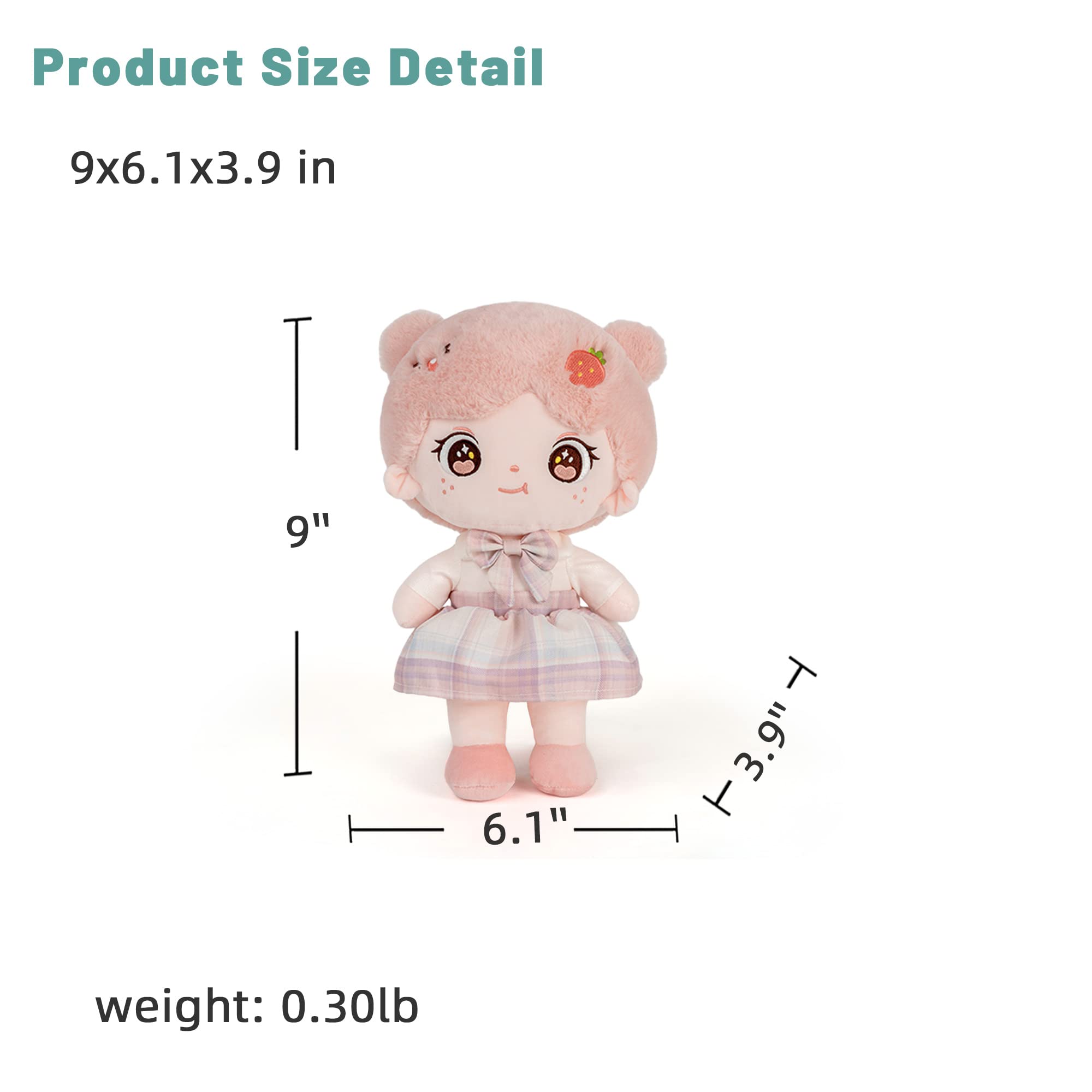 Adorlynetty My First Baby Doll,9” Cute Rag Doll Soft Baby Dolls for Girls Infants Toddlers Boys Pink