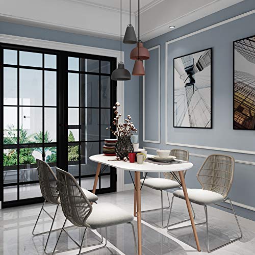 CozyCasa 7.2 inch Farmhouse Dining Table Mid-Century Kitchen Table with Wood Leg Oval Top for Home Office Patio White(Only Table not Include Chairs)-2pack