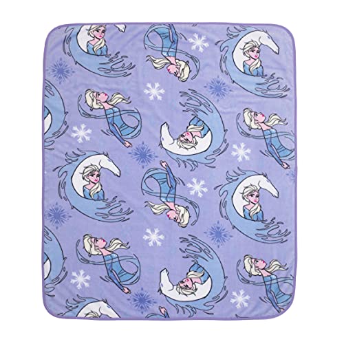 NoJo Disney Frozen 2 Elsa and Nokk Lavender and Pink Super Soft Toddler Blanket - 40"x 50"