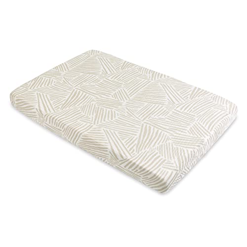 Babyletto 100% Organic Cotton Mini Crib Sheet, GOTS-Certified, Fitted 360°, Ultra-Soft and Breathable Muslin - Oat Stripe