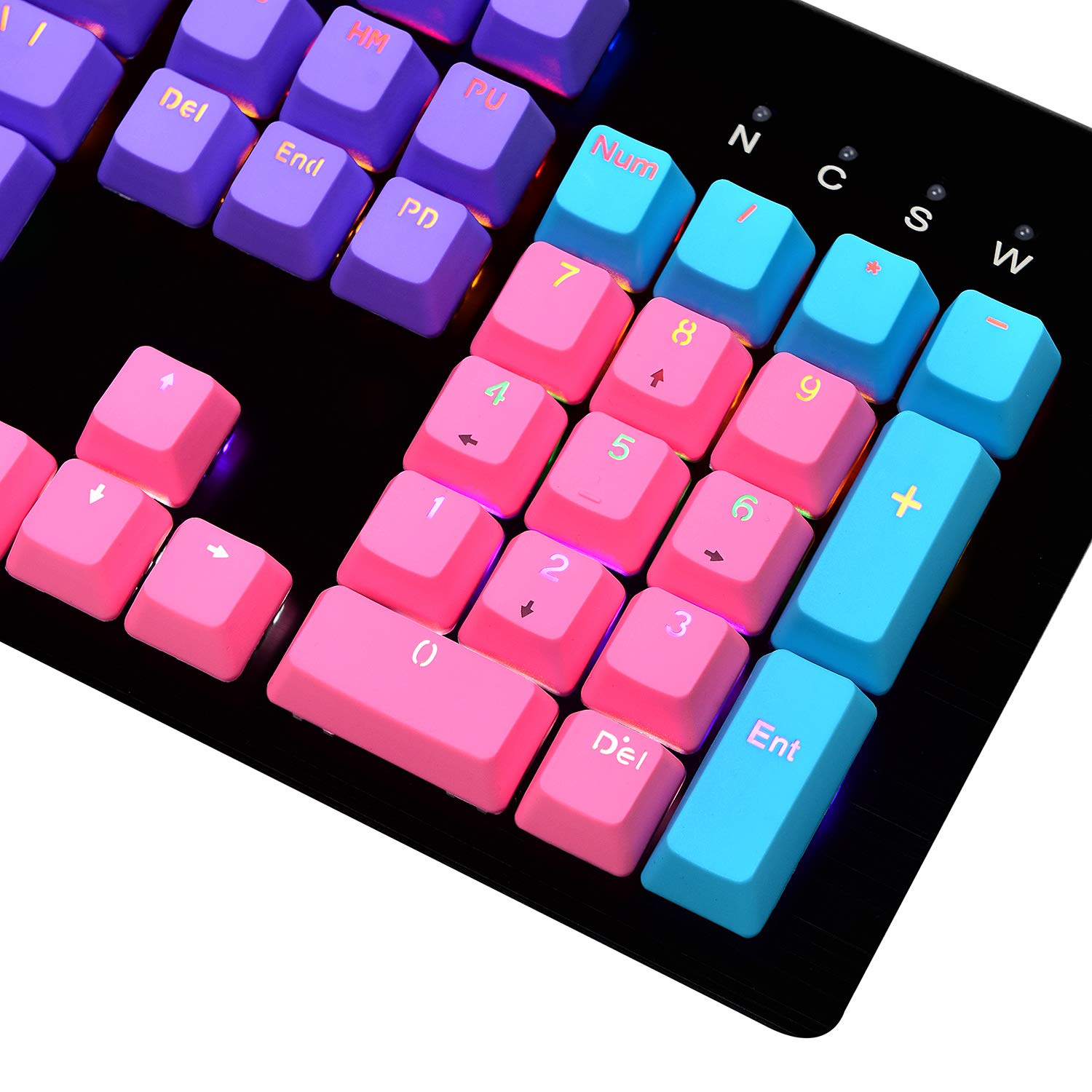 Bossi 104 Keycaps Set | Backlit Keycaps for Cherry MX Gaming Keyboard with Key Puller(Purple + Blue + Pink)(Keycap Only, Keyboard NOT Included)