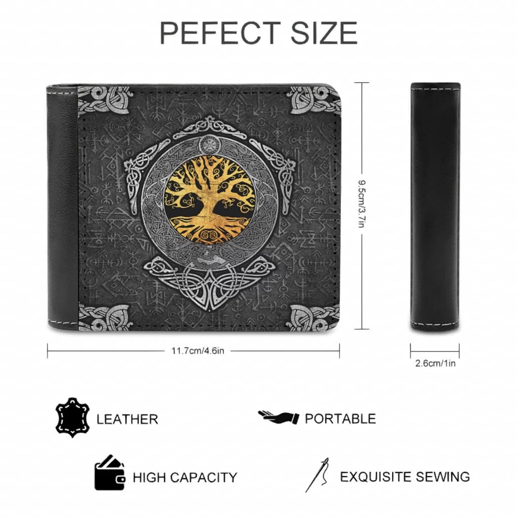 BBthrow Bifold Wallet Viking World Tree Print Card Wallet Passport Card Pocket for Business Work white One Size