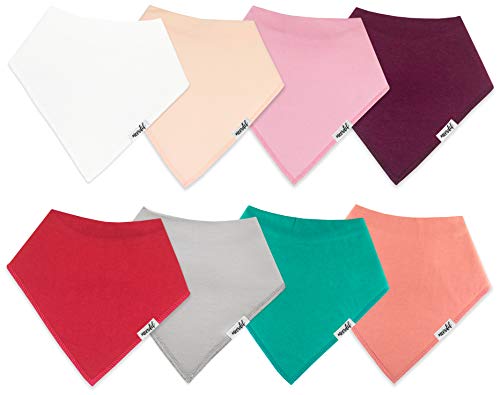 Meerdif Baby Bandana Drool Bibs 8 Pack Solid Organic Cotton Baby Bibs for Girls, Boys, Unisex - Plain Colors