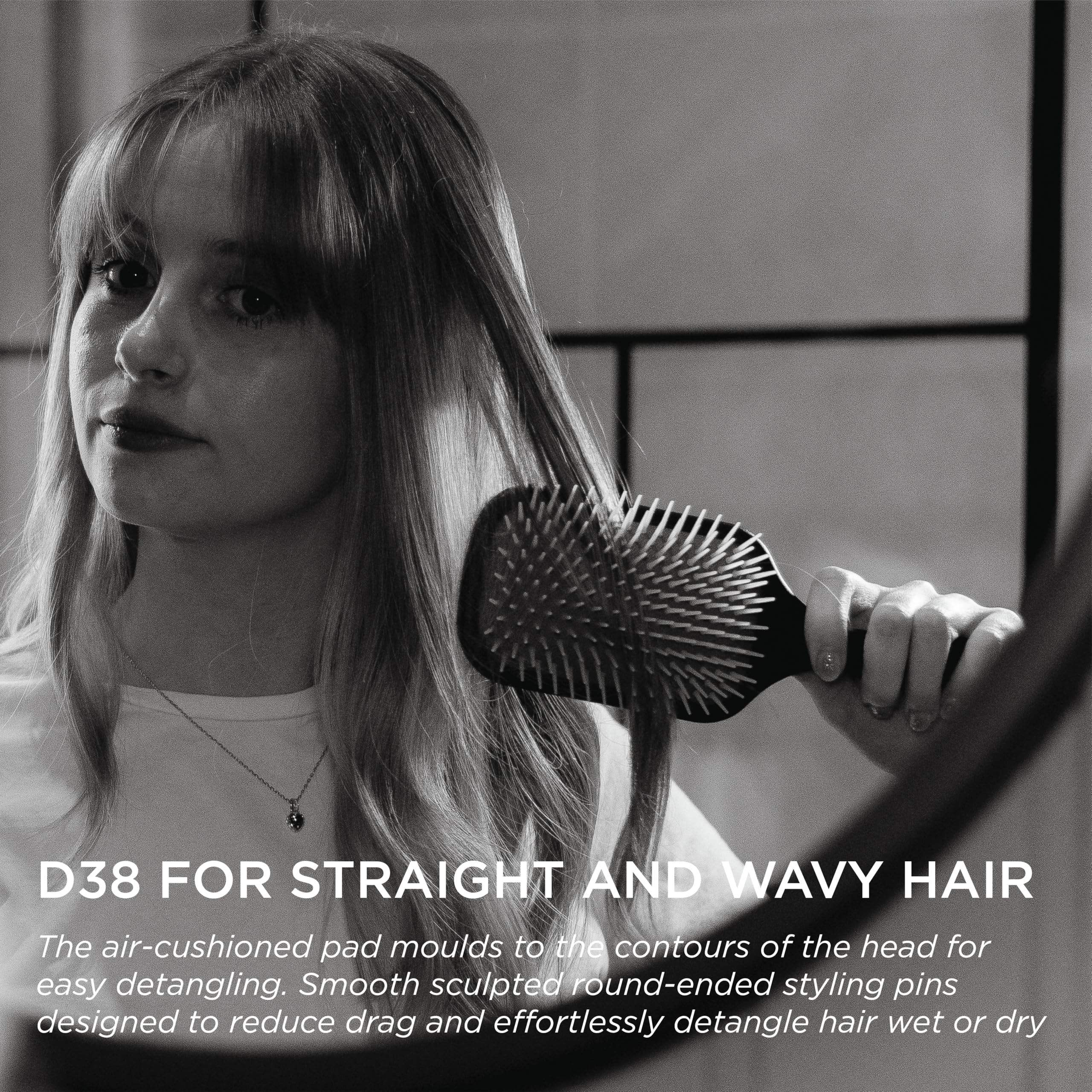Denman Power Paddle Hair Brush for Fast and Comfortable Detangling, Blow Drying and Styling - Combination of D3 Styling Pins & Paddle Brush - For Women and Men (Red & Black), D38