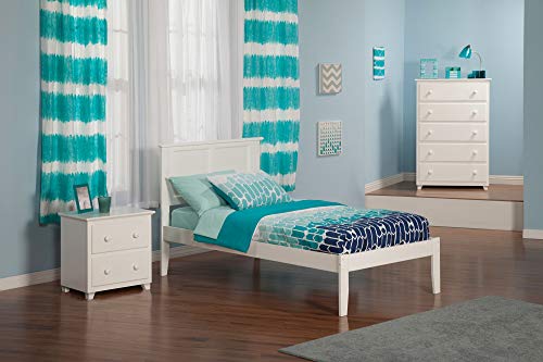 Atlantic Furniture AR8611002 Madison Platform Bed with Open Foot Board, Twin XL, White