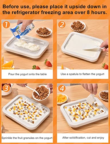 Baotkere Ice Cream Sorbet Frozen Yogurt Maker Machine, Sweet Spot Roller Pan, Instant Cold Plate with 2 Scrapers,Ideal for Soft Ice Cream Gelato Fruit Milkshake Smoothie Making