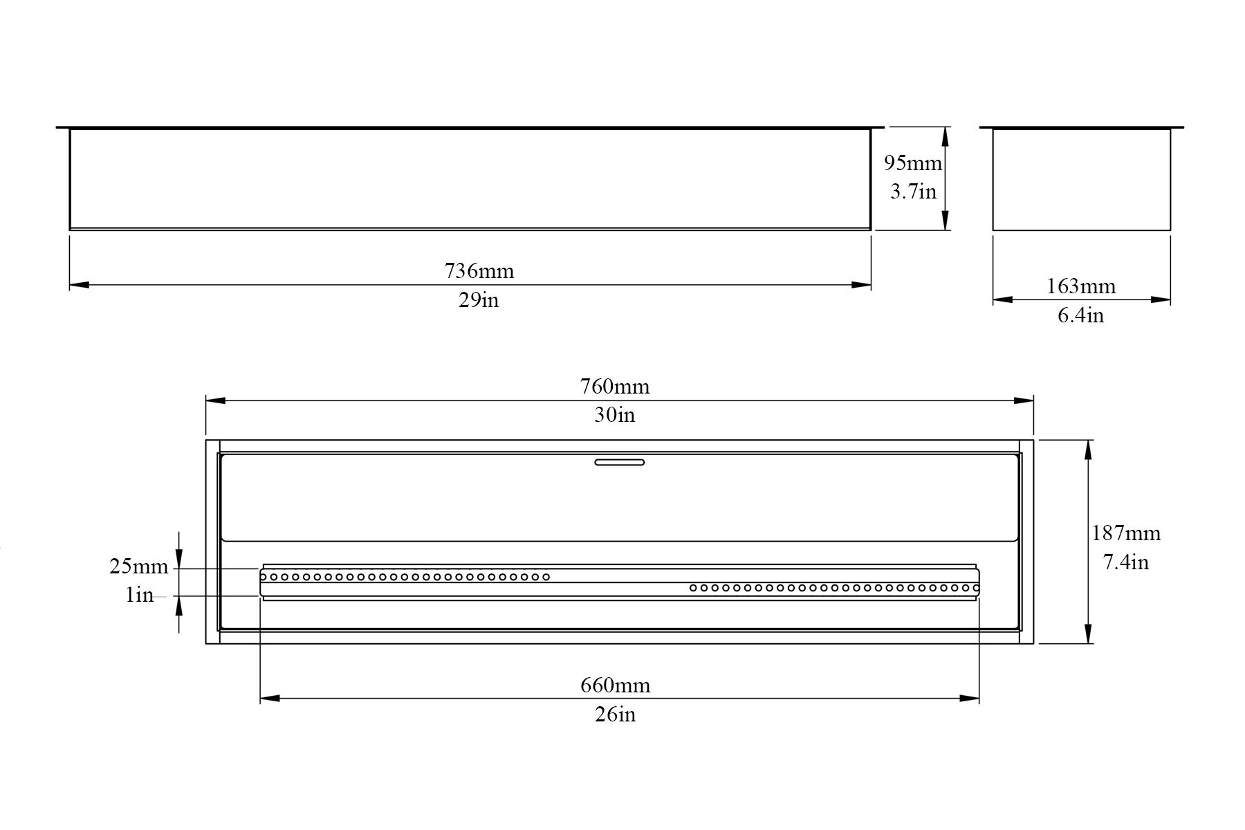 30 Inch Indoor Fireplace Insert - Ethanol Burner - IGNIS EHB3000
