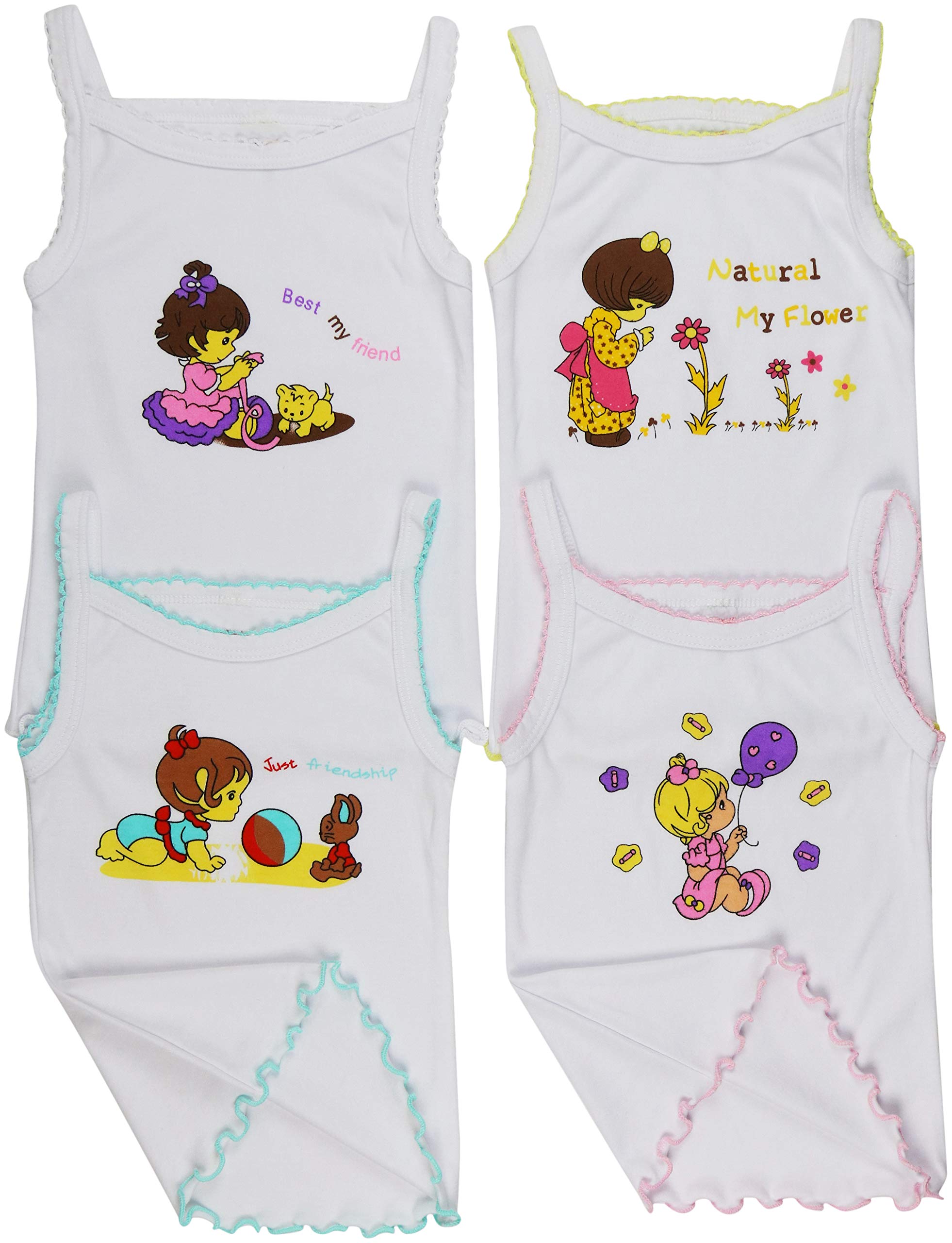 ToBeInStyle Girls' 4 Pack Ruffle Hem Spaghetti Strap Tops - Baby Love - Size 5