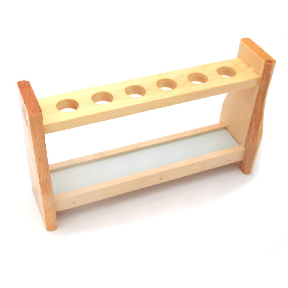 feedal Wood Test Tube Rack Labs Premium Wooden Test Tube Rack Test Tube Holder 6 Tube Capacity (0.7" (18mm)6 Holes)