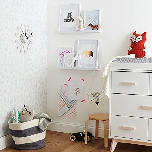 Babyletto Scoot 3-Drawer Changer Dresser with Removable Changing Tray in White and Washed Natural, Greenguard Gold Certified