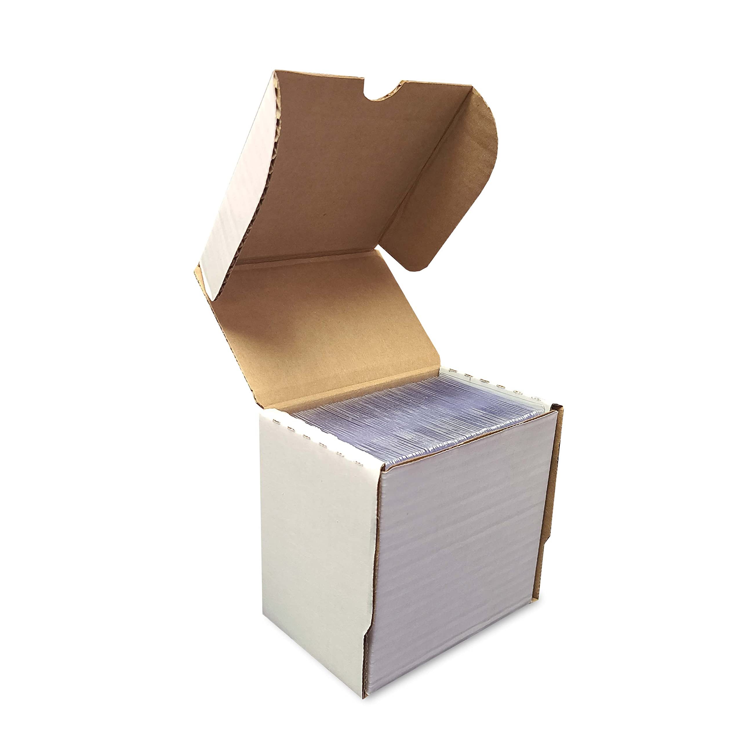 BCW Semi Rigid #1 Card Holder Storage Box - 5 Inches | Holds 130 Semi-Rigid Card Holders | Vertical Trading Card Storage Box for Baseball, Pokemon, Sports Cards | Durable White Corrugated Cardboard
