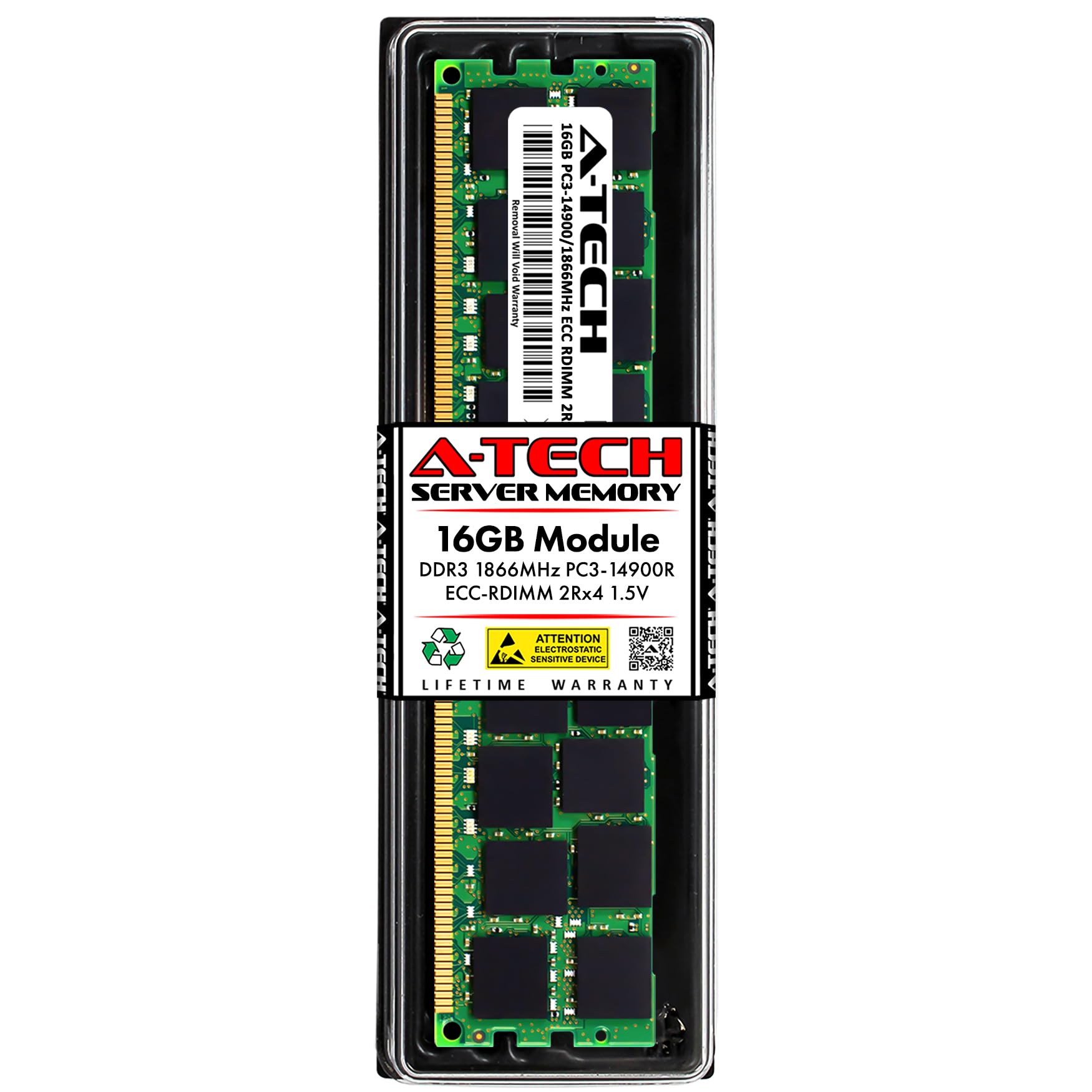 A-Tech 32GB Kit (2x16GB) DDR3 1866MHz PC3-14900R ECC RDIMM 2Rx4 Dual Rank 1.5V ECC Registered DIMM 240-Pin Server RAM Memory Upgrade Modules (A-Tech Enterprise Series)