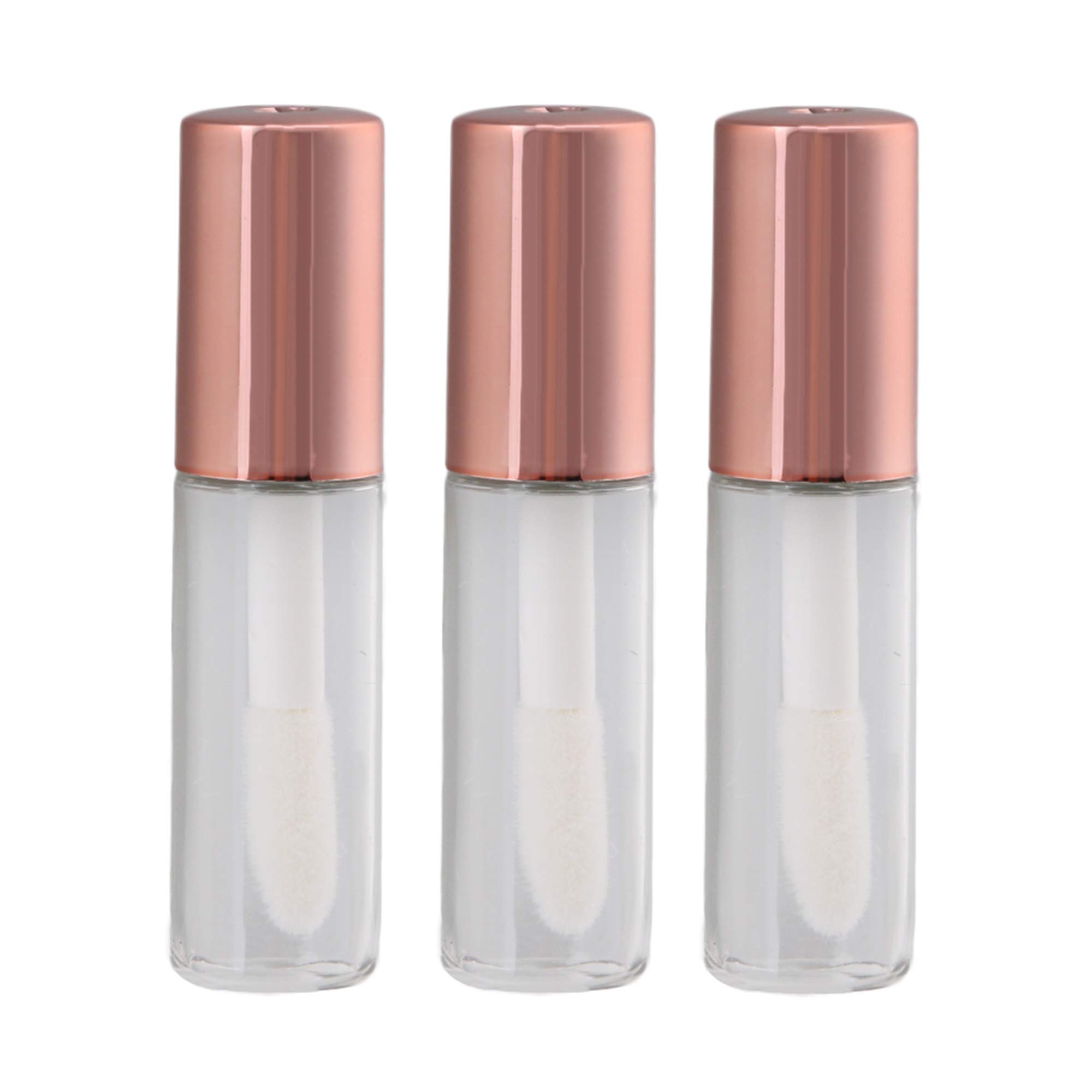 BQLZR Rose Gold Lip Gloss Tubes 1.2ml Empty Plastic transparent Lip Balm Bottle Container Cosmetic Makeup Tools with Stopper Pack of 20