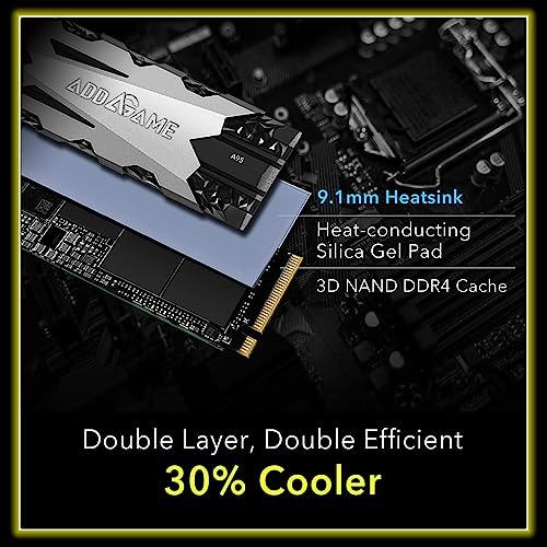 Addlink Addgame PS5 Compatible with A95 1TB 7200 MB/s Read Speed Internal Solid State Drive - M.2 2280 PCIe NVMe Gen4X4 3D TLC with Dram NAND SSD w/Heatsink (ad1TBA95M2P) Made in Taiwan