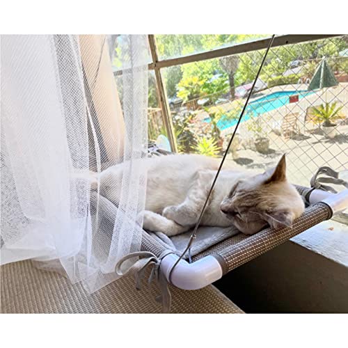 Pupagree Cat Hammock for Window, Cat Window Perch with Sturdy & Space-Saving Design 丨Waterproof Cat Perch for Your Feline's Comfort and Enjoyment (Beige)