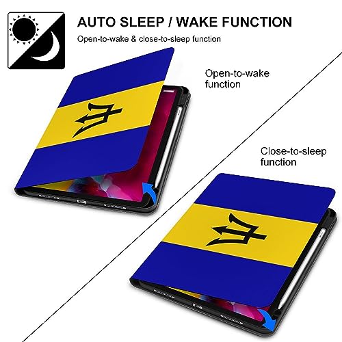 Barbados Flag Fashion Case for IPAD 2020 AIR 4 (10.9in), Pen Slot Protective Cover for IPAD 2020 AIR 4 (10.9in), Convenient Magnetic Stand