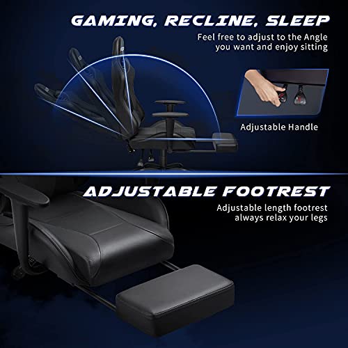 Homall Gaming , Massage, Computer, Office Ergonomic Desk chair with Footrest Racing Executive Swivel chair Adjustable Rolling Task chair (Black)