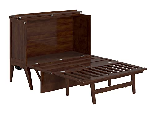 AFI, Northampton Murphy Bed Desk with Premium 6 Inch Folding Memory Foam Mattress and Built-in Charger, Full Size, Walnut