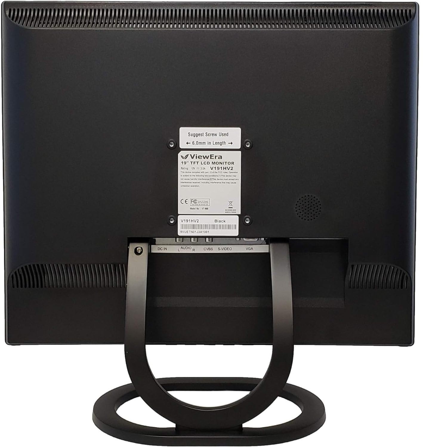 ViewEra V191HV2 TFT LCD Video Monitor, 19" Screen Size, VGA, Composite (RCA) Video, S-Video, Resolution 1280 x 1024, Brightness 250 cd/m2, Contrast Ratio 1000:1, Response Time 5ms, Built-in Speakers