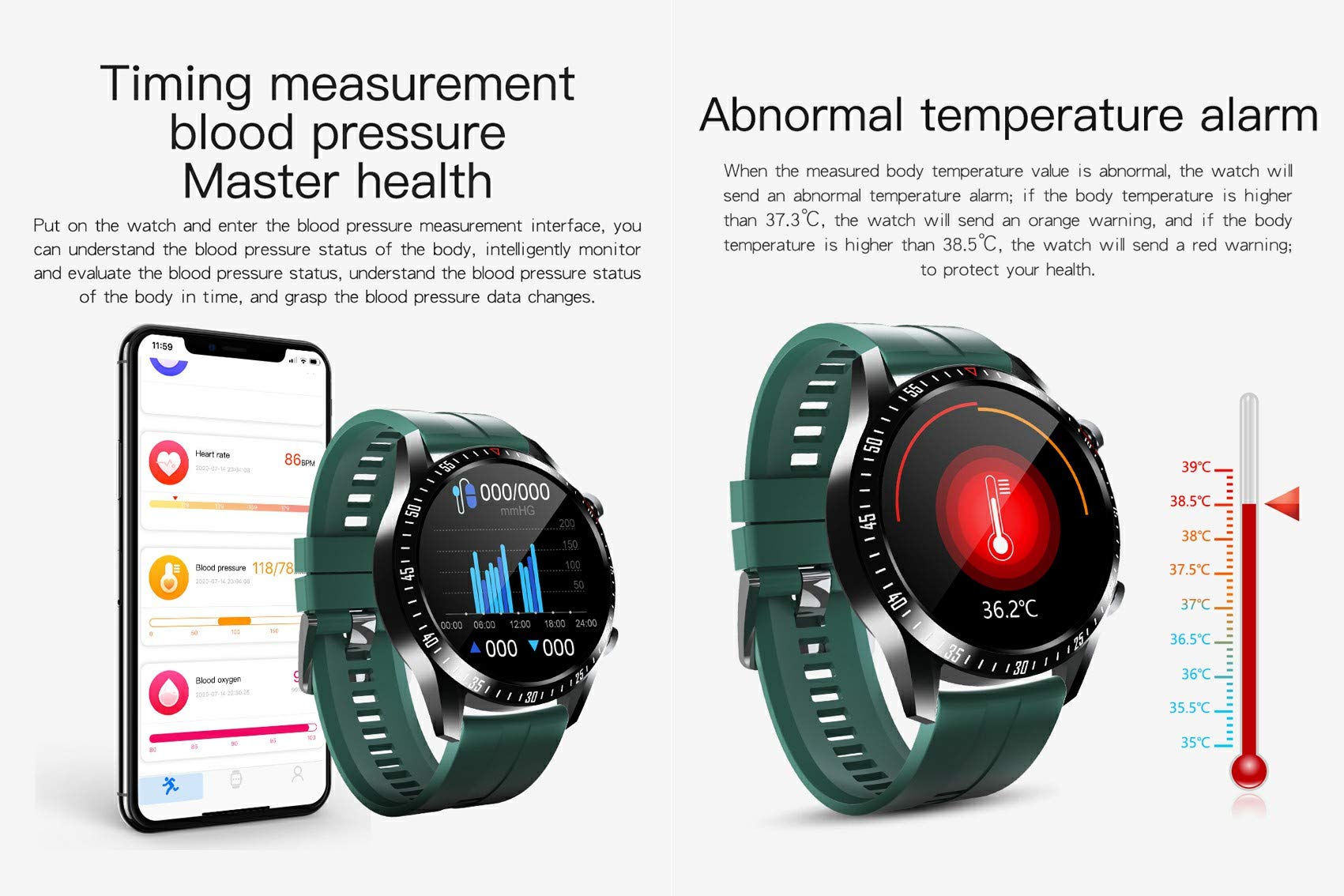 KRG Kerunga Business Sports Smart Watch Compatible with iPhone and Android/with Bluetooth Calling/Heart Rate/Sleep Tracker/IP67 (Black Silicone Strap Style, KRG-K29, 10*1.8*0.5inch