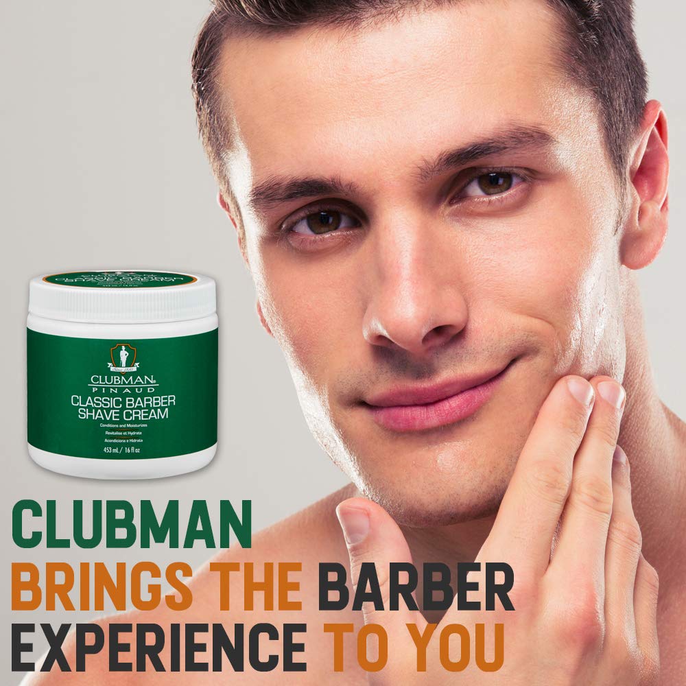 Clubman Pinaud Classic Barber Shave Cream, Moisturizing and Conditioning for Smooth Shave, Professional Quality for All Beard Types, 16 fl oz, 1-pack