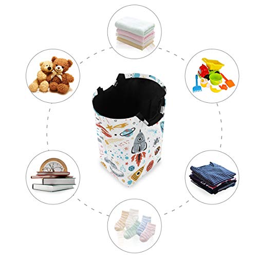 Blueangle Cartoon Rockets Laundry Basket Clothes Hamper Collapsible Durable Dirty Clothes Large Storage Laundry Organizer