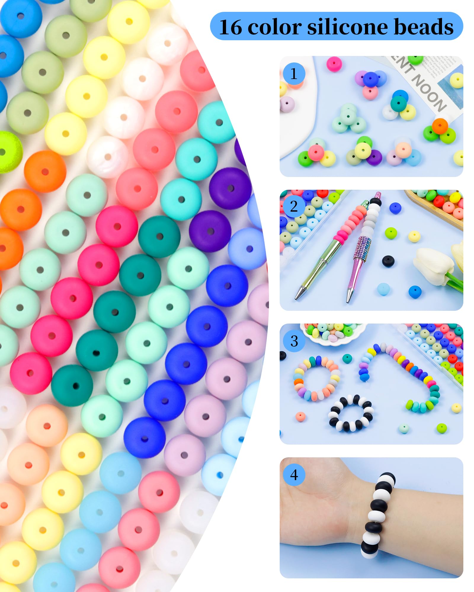 180PCS FIVEIZERO Silicone Lentil Beads,14mm 30 Colos Abacus Silicone Beads Silicone Beads Bulk Loose Spacer Jewelry Beads Colorful DIY Lanyard Beads for Making Necklace Keychain Accessories