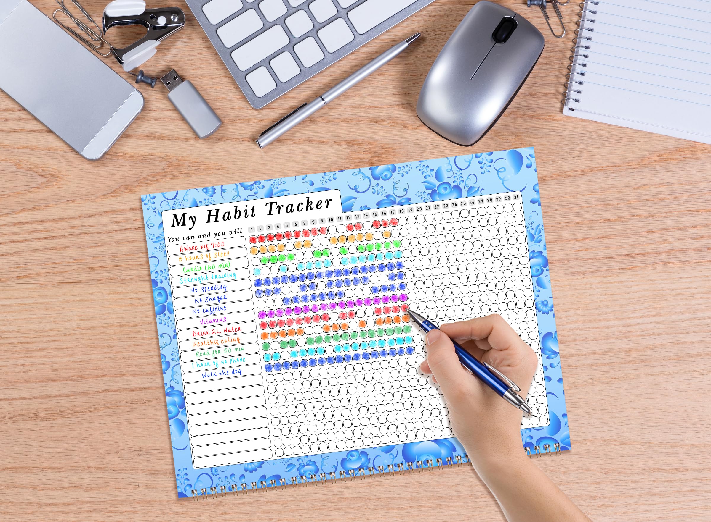 2025 Monthly Desktop/Wall Calendar/Planner - Habit Tracker - Daily, Weekly & Monthly Goal Motivational Habit Tracking Journal Inspirational - (Edition #019)