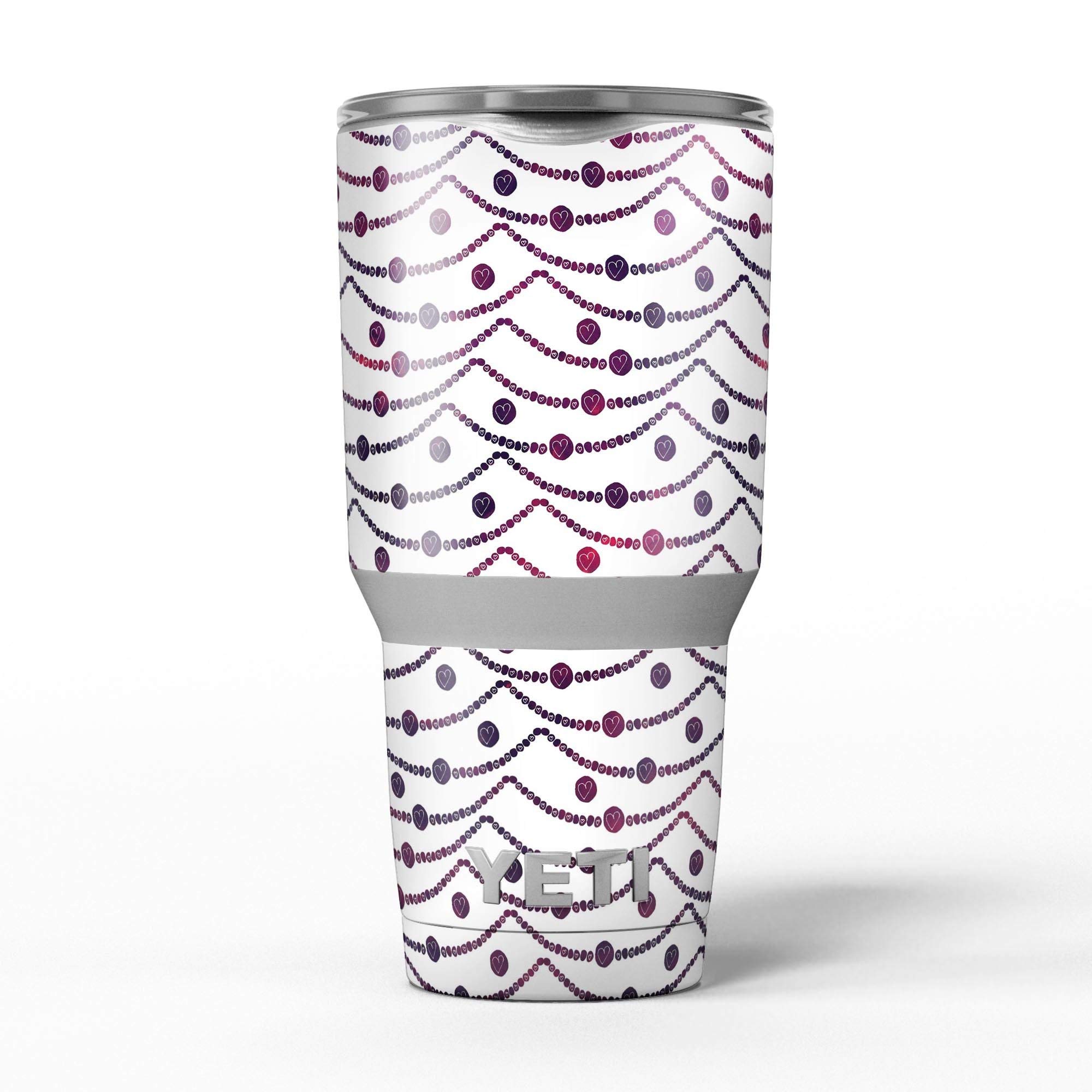 Design Skinz Polka Dot Powerlines with Mini Hearts - Skin Decal Vinyl Wrap Kit Compatible with The Yeti Rambler Cooler Tumbler Cups