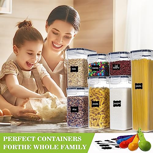 2023 New 7 PACK Airtight Food Storage Containers With Lids, BPA Free Kitchen Storage Containers for Spaghetti, Pasta and More, Plastic Canisters for Pantry Organization and Storage(Attached sticker)