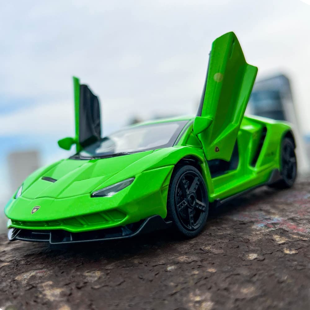 BDTCTK 1:32 LP770 Model Car, Zinc Alloy Pull Back Toy Car with Sound and Light for Kids Boy Girl Green