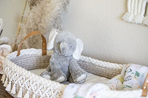 Aumterra Baby Changing Basket with Pad and Safety Straps - Luxury Macrame Design/Baby Moses Baskets/Boho Baby Decor/Baby Shower Gifts/Includes Diaper Caddy, Carry Bag and Waterproof Pad