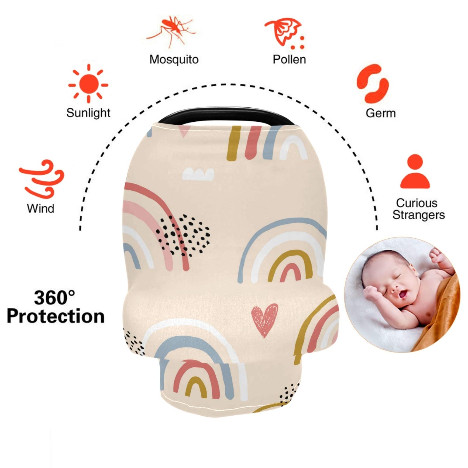 Nursing Cover Breastfeeding Scarf Colorful Rainbows and Hearts - Baby Car Seat Covers, Stroller Cover, Carseat Canopy (0na7c)